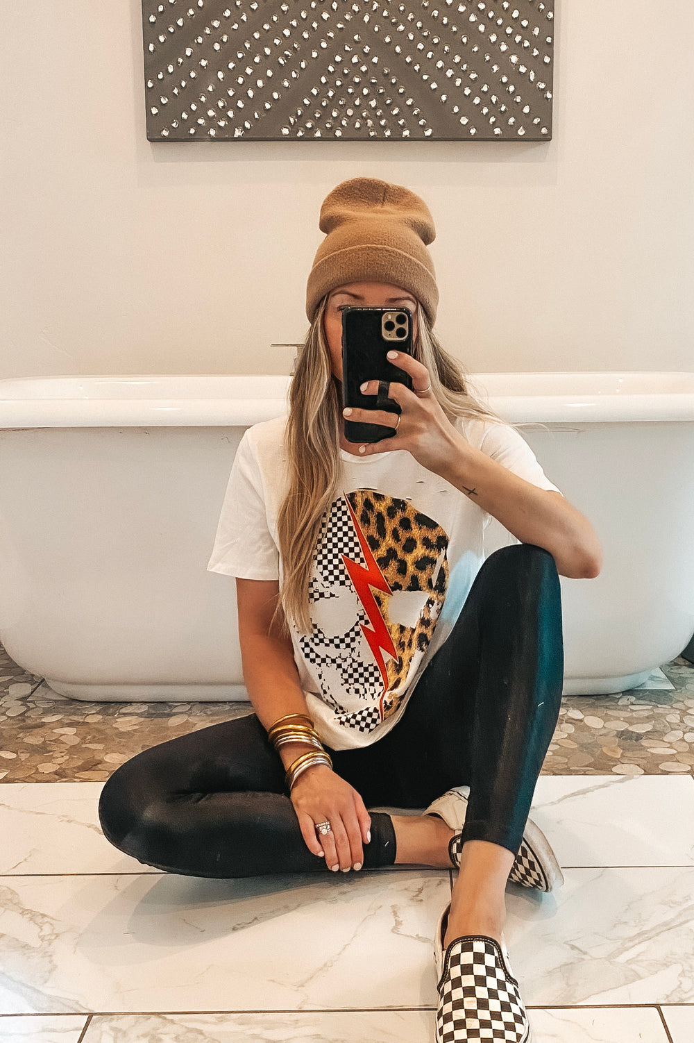 Checkered Leopard Distressed Skull Tee (2 Colors) – Gunny Sack and Co